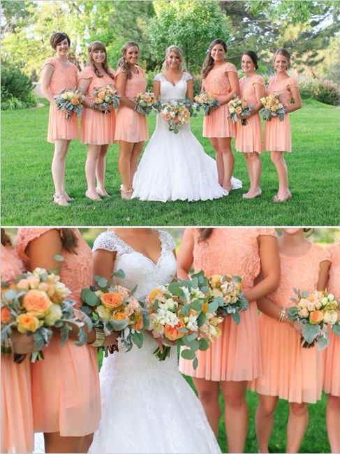 Ideas: vestidos de dama en color durazno - Foro Moda Nupcial - bodas.com.mx